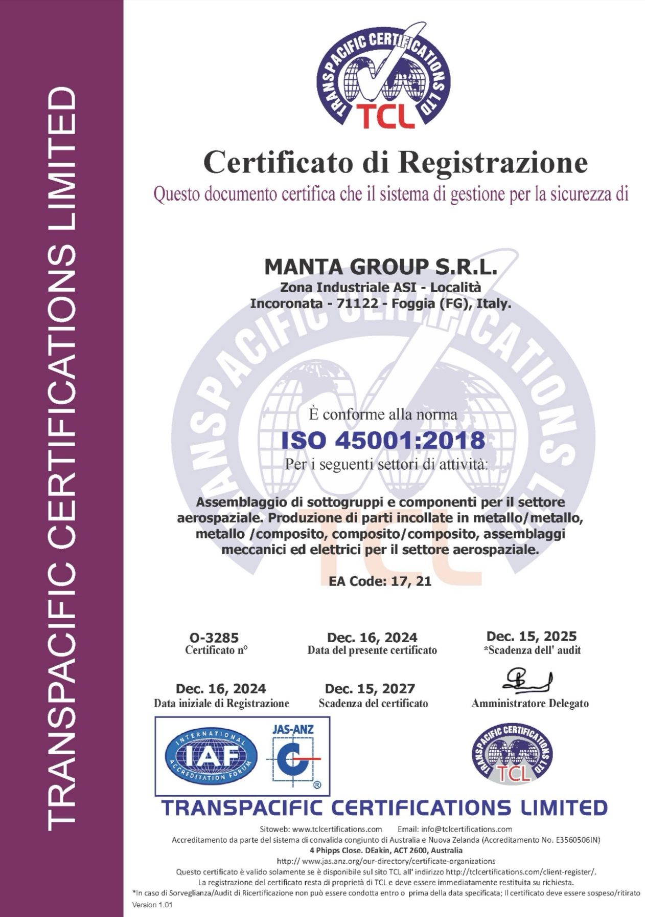 Manta Group e TMC acquisiscono la Certificazione ISO 45001 » Archivi ...