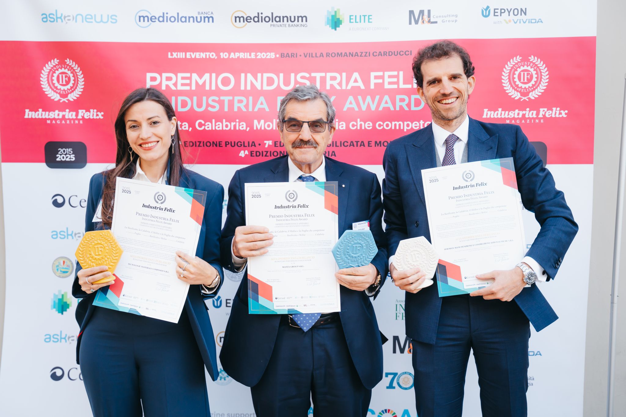 Manta Group riceve l'Alta Onorificenza di Bilancio da Industria Felix ...