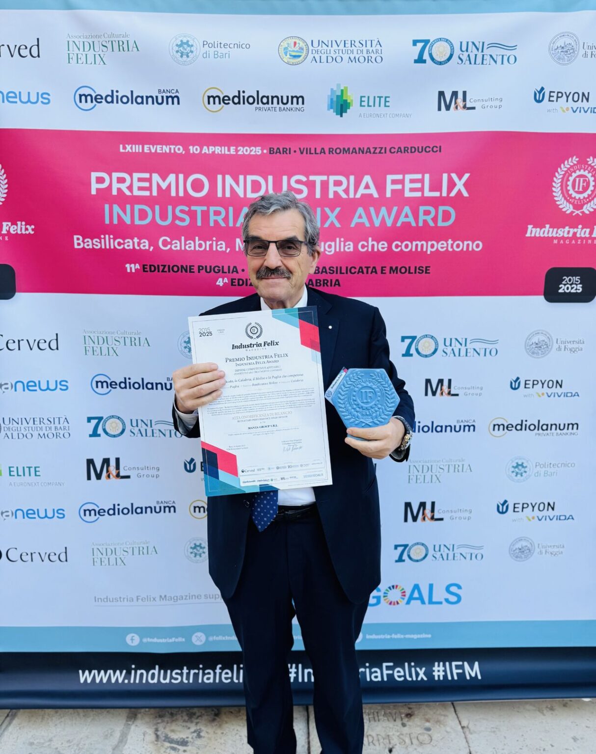 Manta Group riceve l'Alta Onorificenza di Bilancio da Industria Felix ...